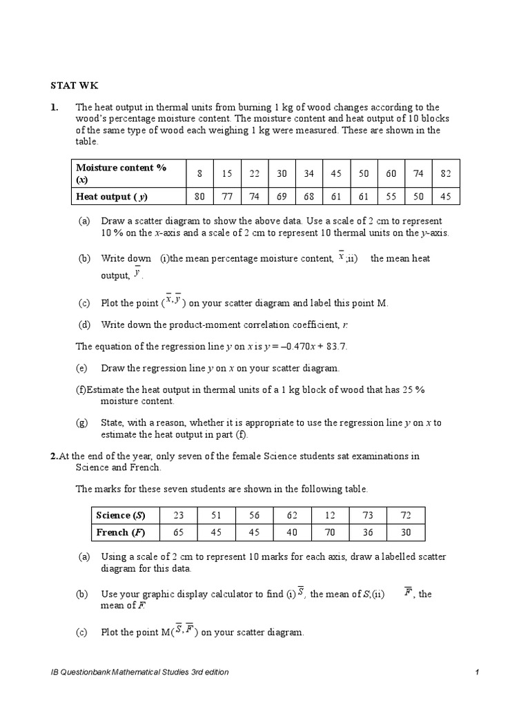 Stat WK | PDF | Scatter Plot | Regression Analysis