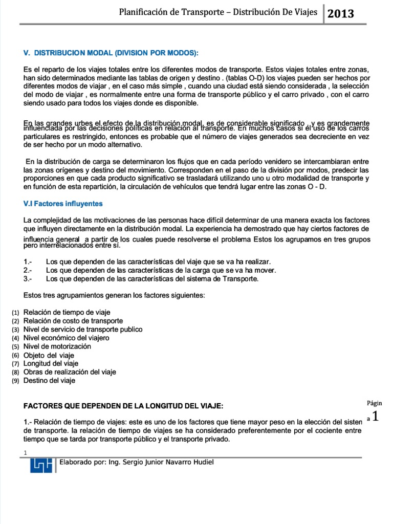 PDF Unidad V Distribucion Modal - Compress | PDF | Transporte ...