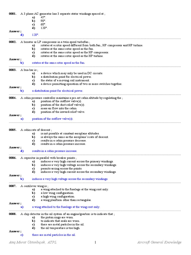 Aircraft General Knowledge (1076 Soru) | PDF | Aircraft Flight Control ...