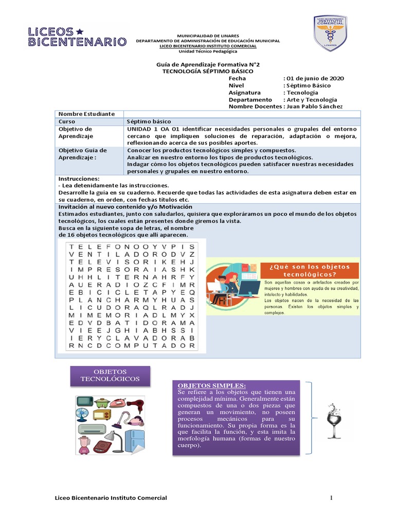 7° Básico Tecnología Semana 07 | PDF | Aprendizaje | Diseño