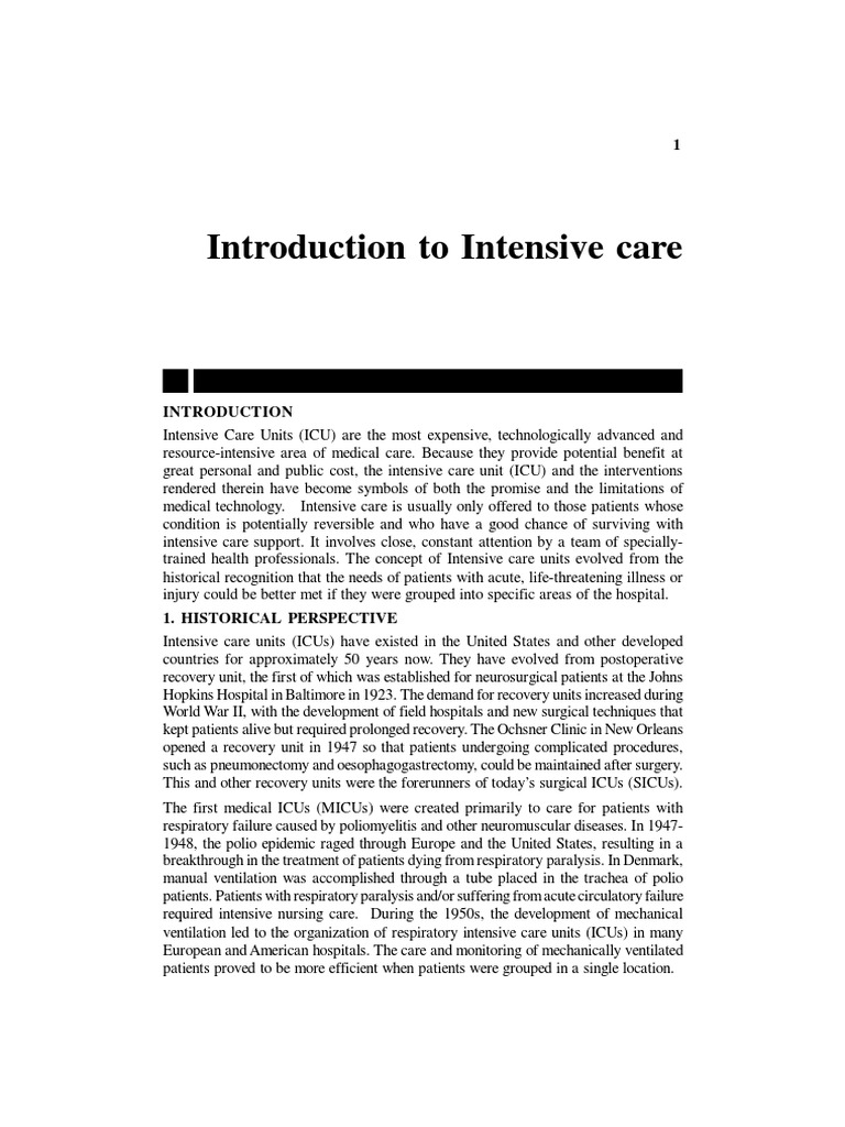 Introduction To Intensive Care | PDF | Intensive Care Unit | Intensive ...
