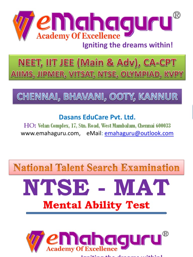 NTSE Exam Prep for Class X Students | PDF | Teaching Methods & Materials