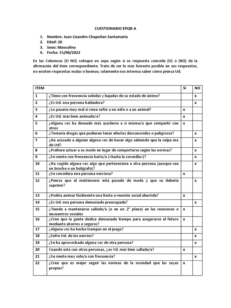 Cuestionario Epqr 1 | PDF