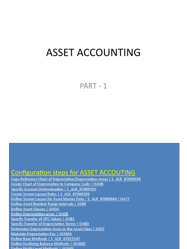 Asset Accounting: Part - 1 | PDF | Depreciation | Valuation (Finance)
