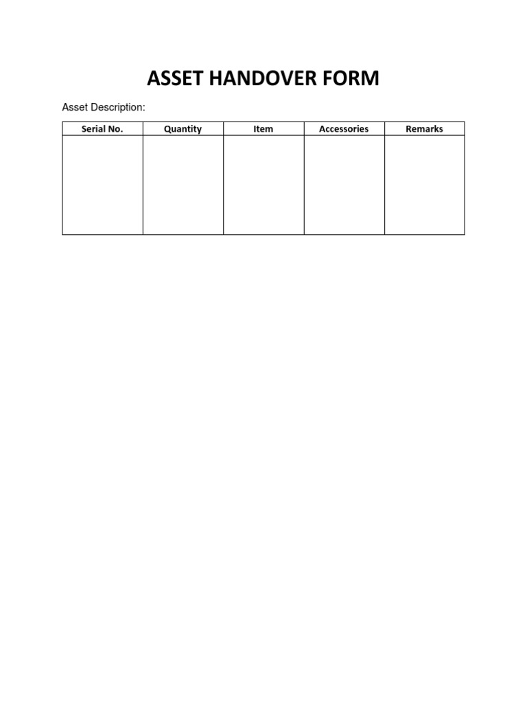 Asset Handover Form | PDF