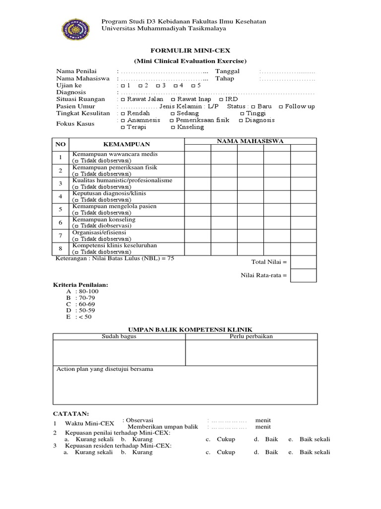 Formulir Mini-CEX Kebidanan | PDF