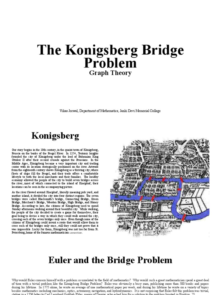 The Konigsberg Bridge Problem: Graph Theory | PDF | Mathematics ...