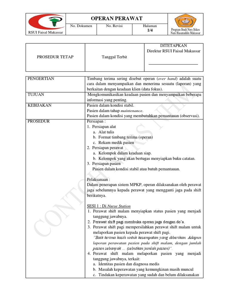 Sop Timbang Terima Pasien | PDF