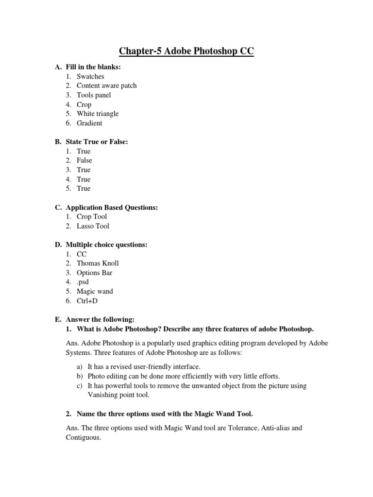 Chapter-5 Adobe Photoshop CC | PDF | Teaching Methods & Materials ...