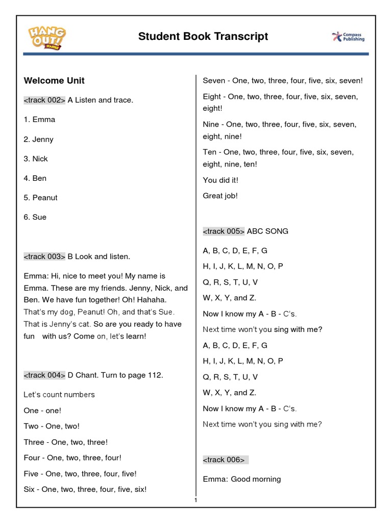 Student Book Transcript: Welcome Unit | PDF | Playground