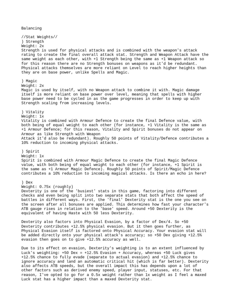 Ff7 Nt 2 0 Balancing Pdf Luck