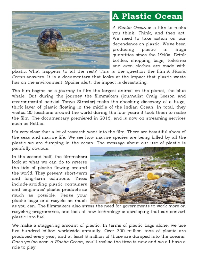 A Plastic Ocean Is A Film To Make | PDF | Oceans | Nature