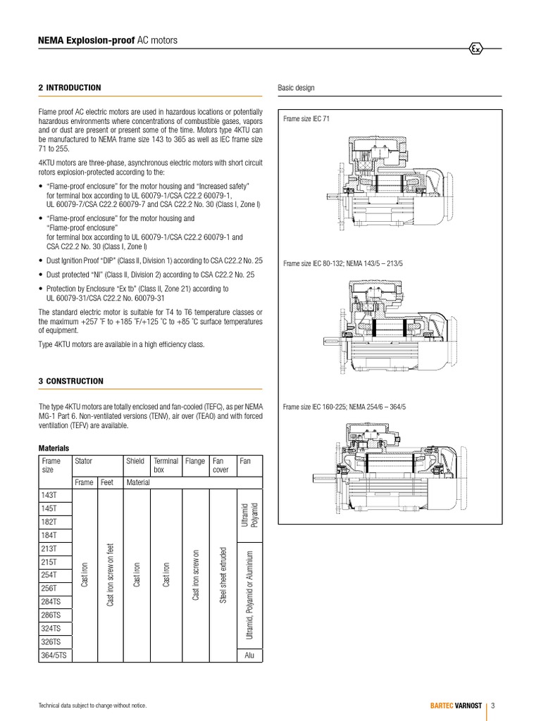NEMA Explosion-Proof AC Motors: Frame Size IEC 71 | PDF | Electric ...