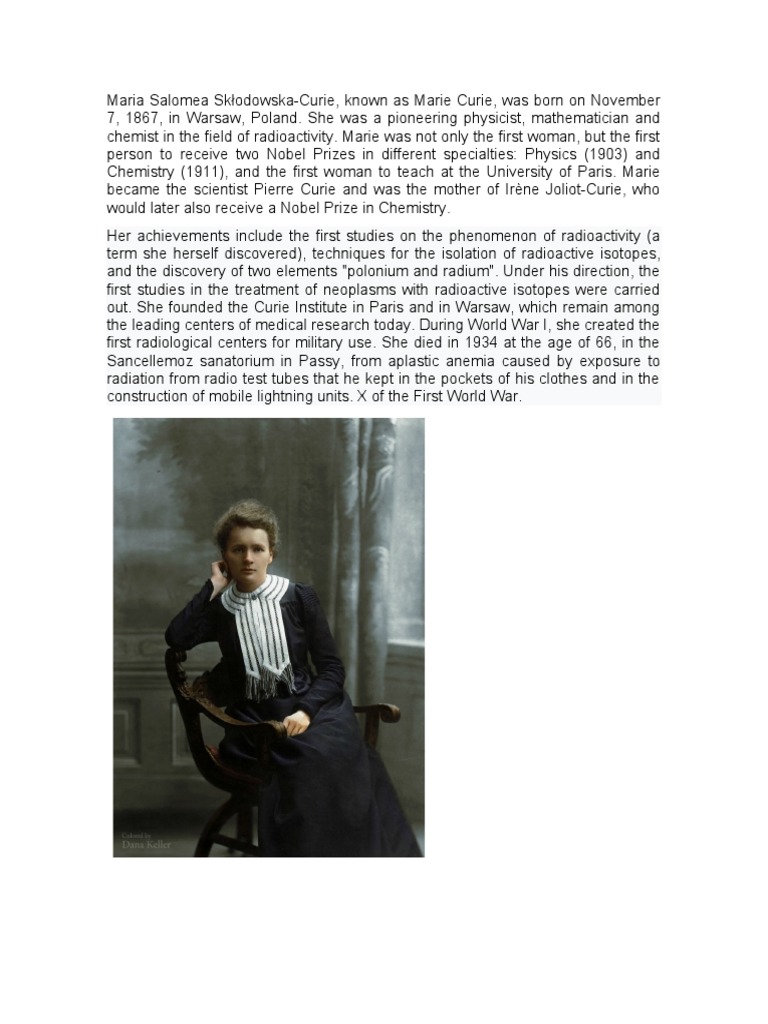 Marie Curie - Biography | PDF