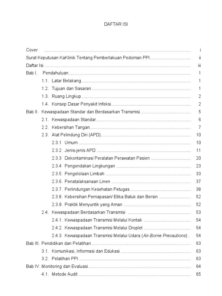 Contoh Daftar Isi Pedoman PPI | PDF