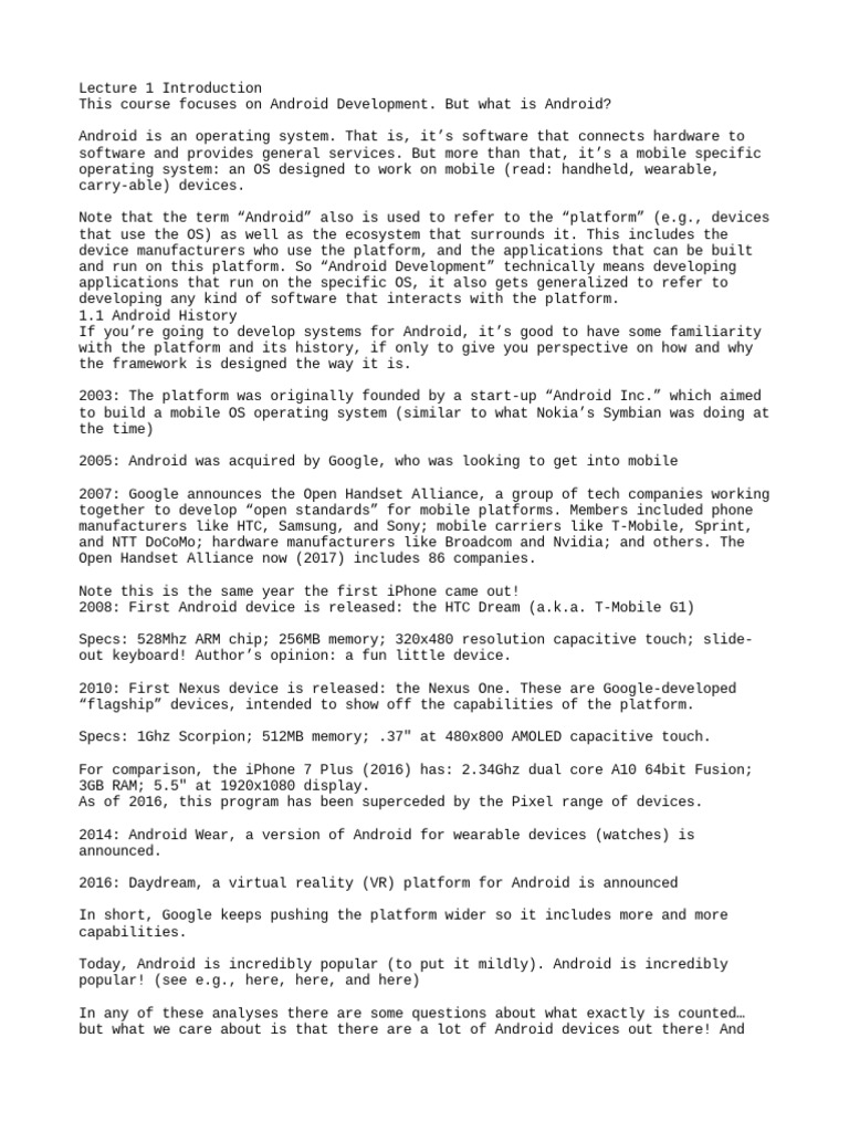 Android Development Notes | PDF | Android (Operating System) | Mobile ...