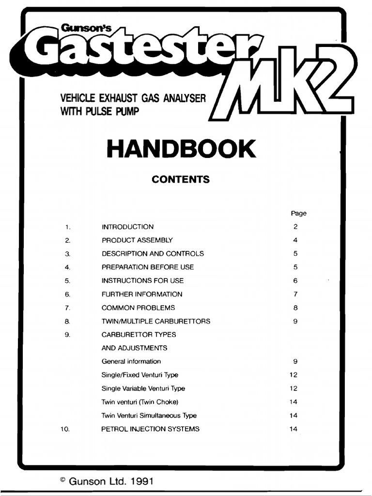 Gunson Gas Tester Mk2 | PDF | Carburetor | Throttle