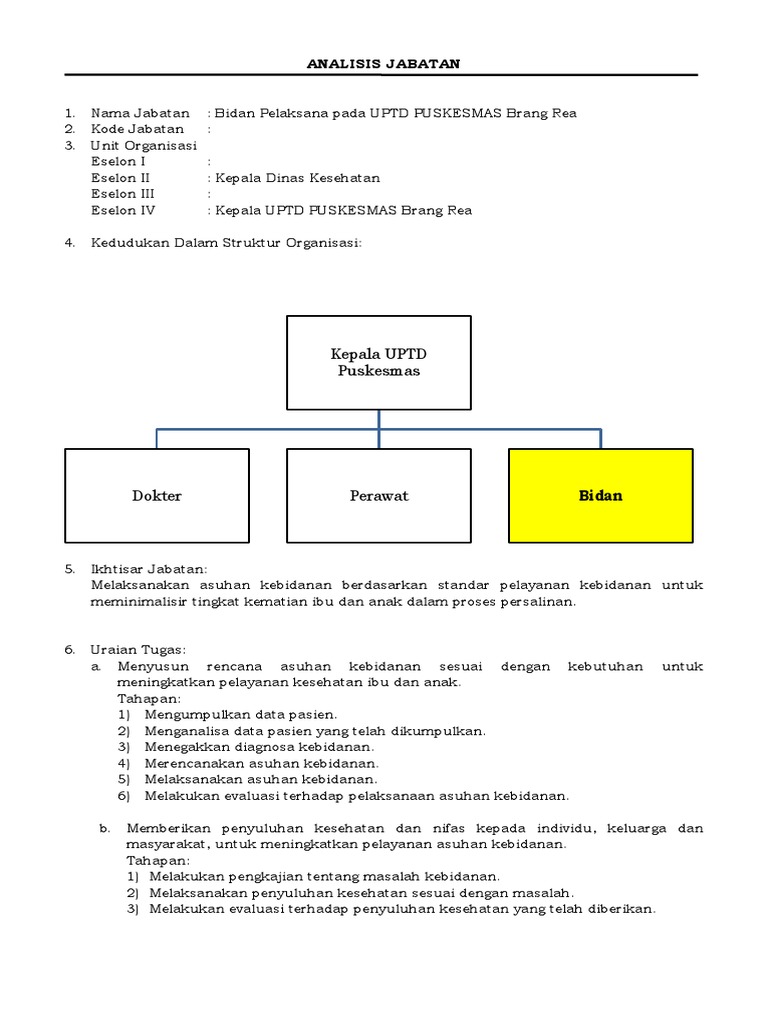 Anjab Bidan Terampil | PDF