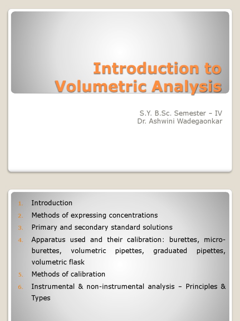 Volumetric Analysis | PDF | Chemistry | Titration
