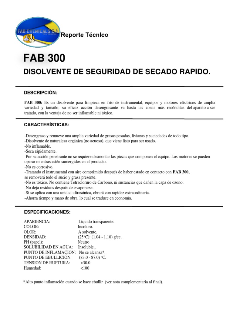 Fab 300 | PDF | Solvente | Materiales