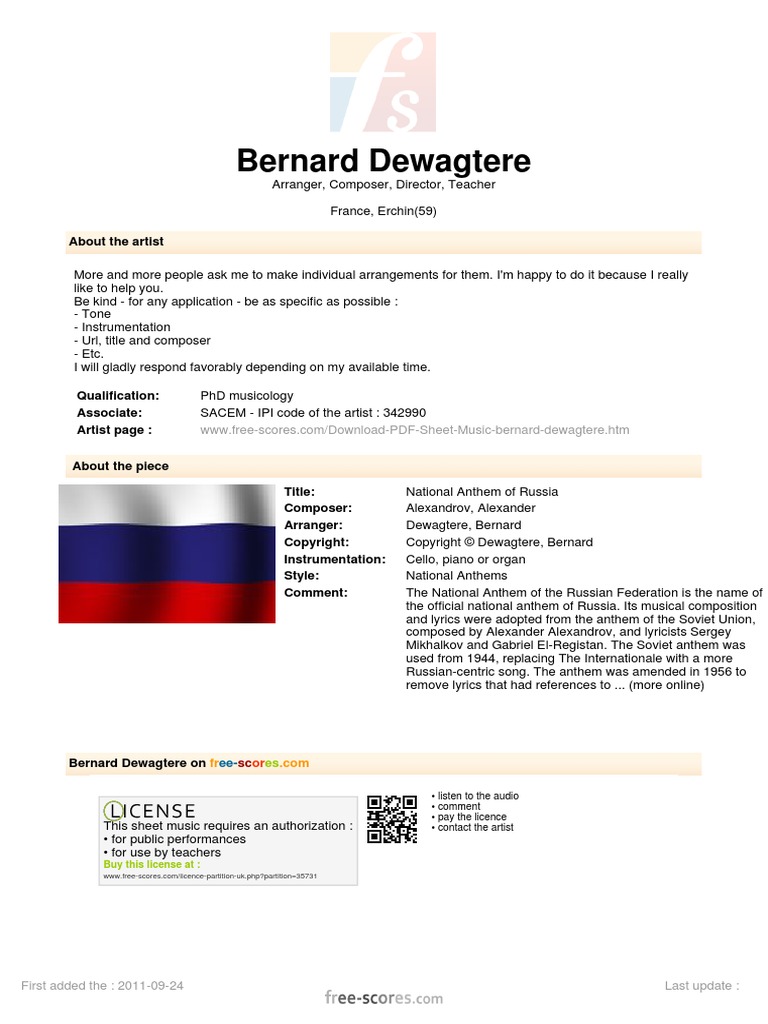 Alexandrov Alexander Hymne National de Russie | PDF