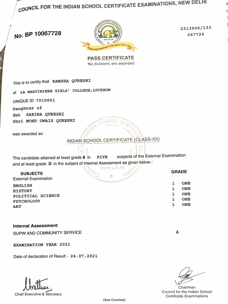 12th Pass Certificate | PDF