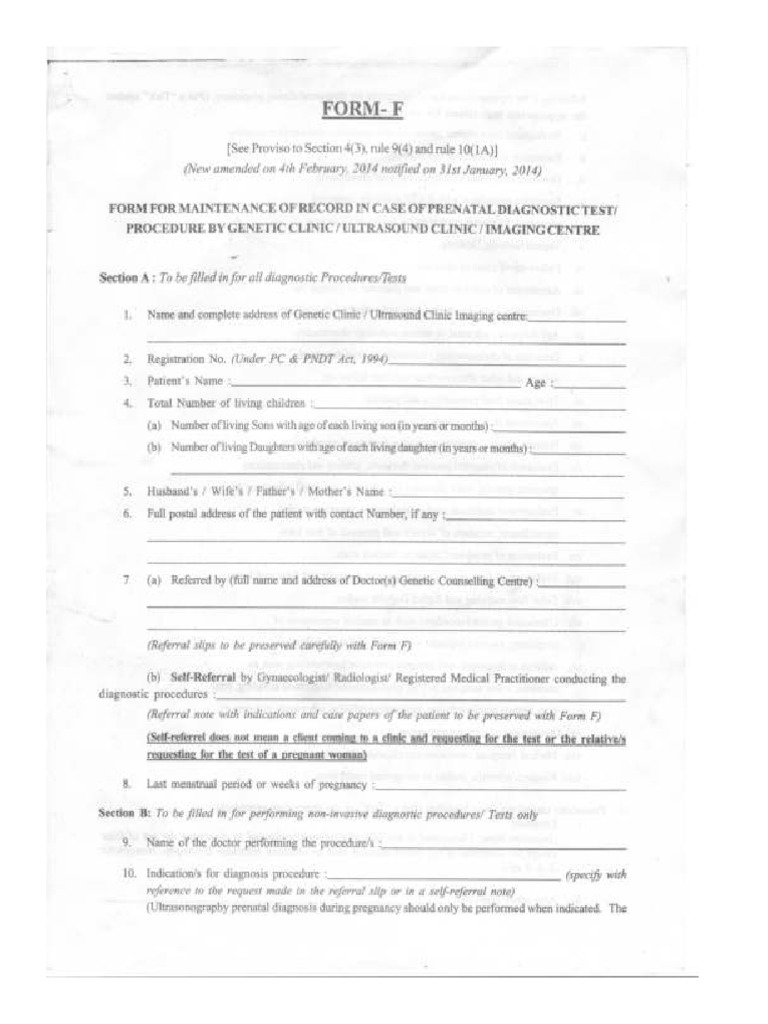 PCPNDT Form F | PDF
