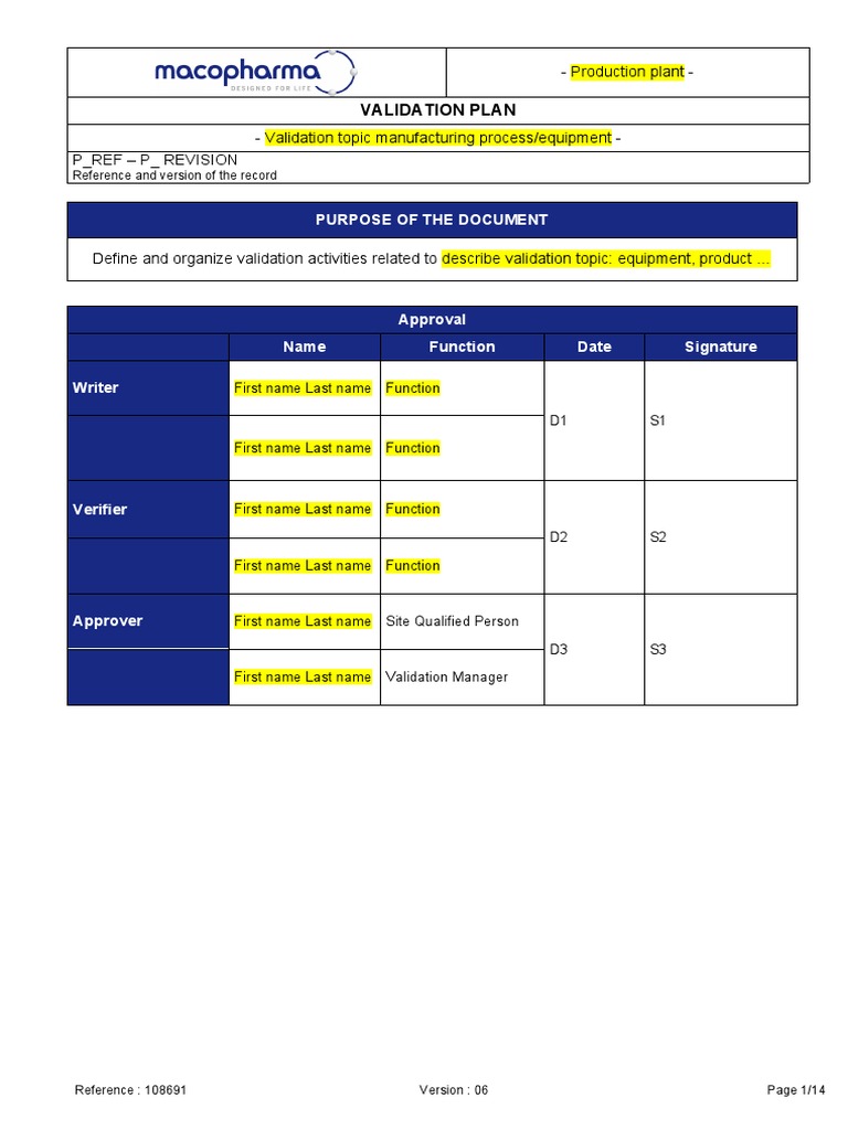 Validation Plan for Manufacturing Equipment | PDF | Verification And ...