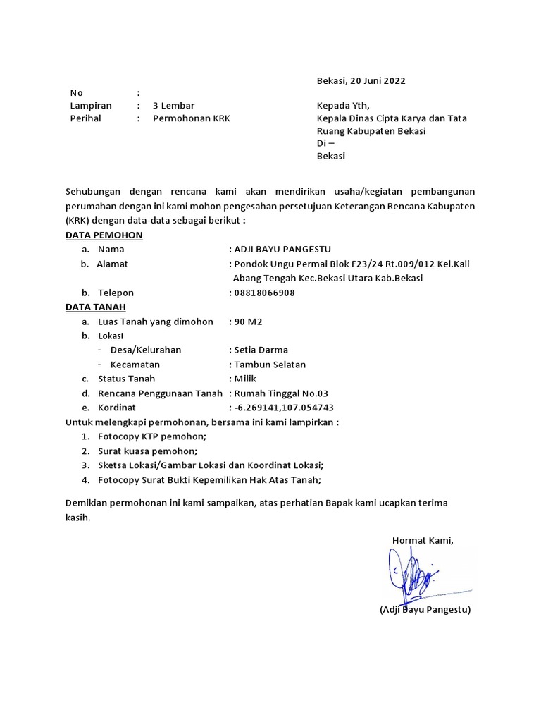 Permohonan KRK 03 | PDF