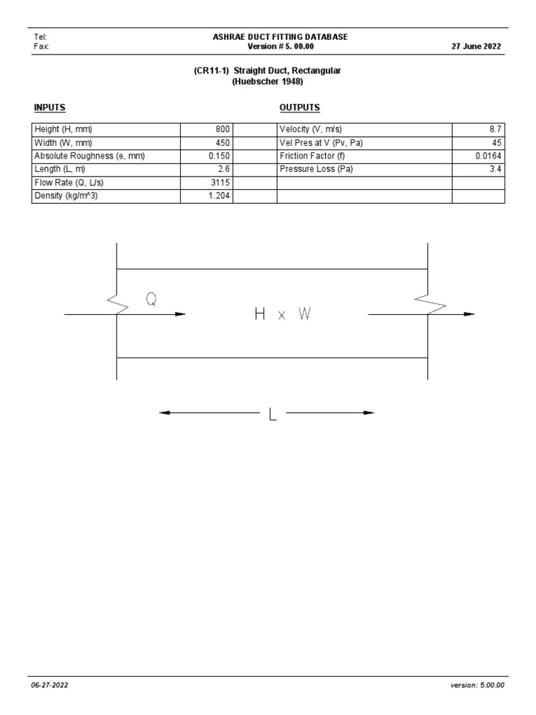 ASHRAE Duct Fitting Database v5.00.00 | PDF | Science & Mathematics