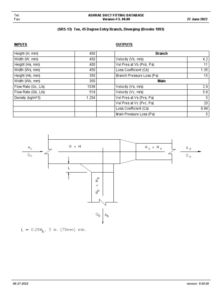 ASHRAE Duct Fitting Database v5.00.00 | PDF