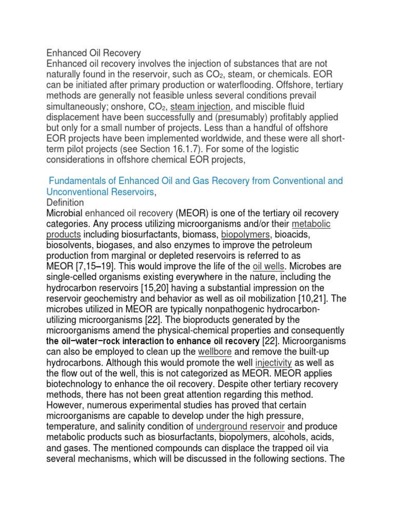 Enhanced Oil Recovery | PDF | Enhanced Oil Recovery | Petroleum Industry