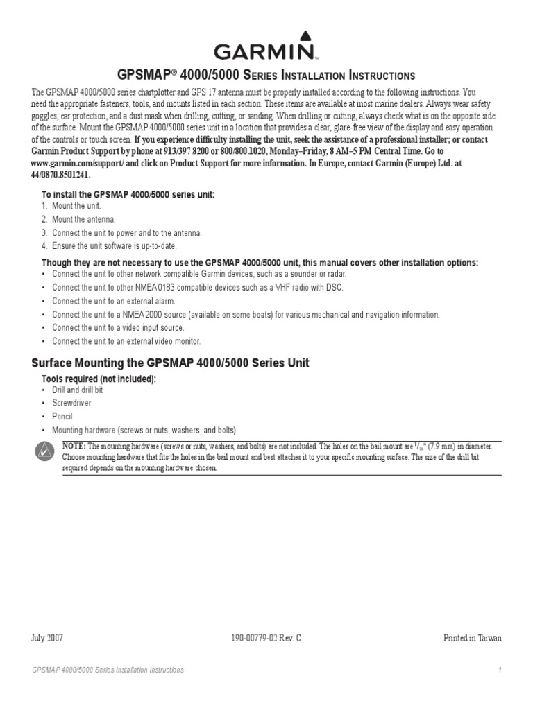 Gpsmap 4000/5000 S I I: Surface Mounting The GPSMAP 4000/5000 Series ...