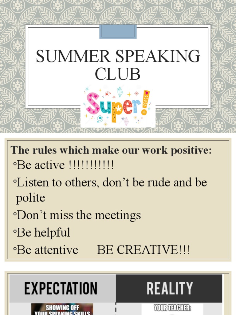 Summer Speaking Club Guidelines | PDF | Career & Growth