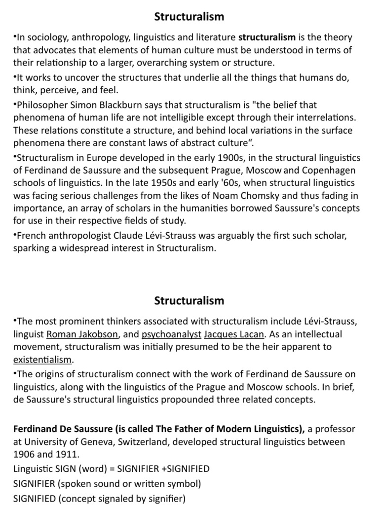 Structuralism | PDF | Linguistics | Philosophical Theories
