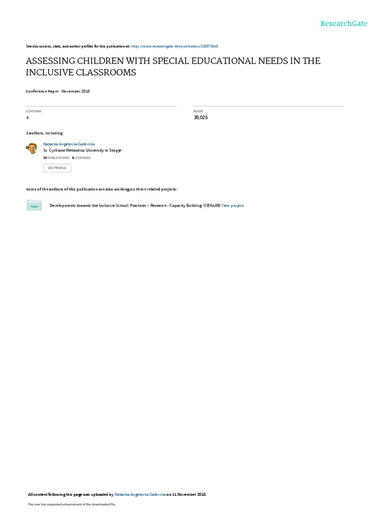 Assessing Children With Special Educational Needs in The Inclusive ...
