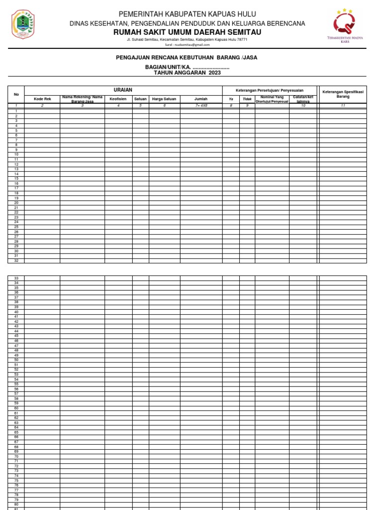 8.renja - Rsud Semitau 2023 Penyesuaian Perbup | PDF