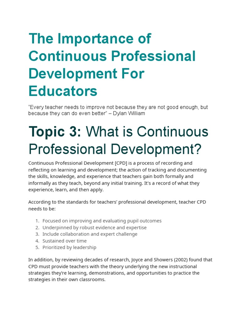 The Importance of Continuous Professional Development For Educators ...