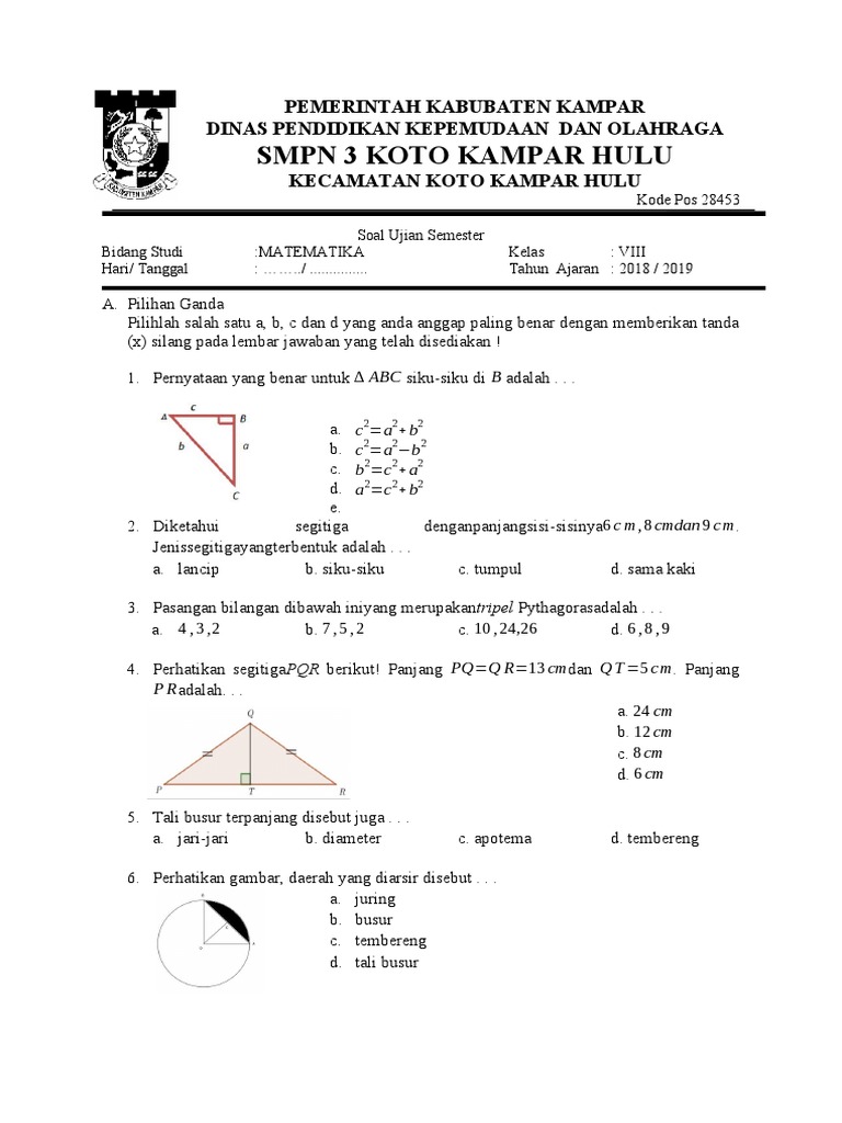 Soal Matematika Kelas Viii K13 | PDF | Metode & Bahan Ajar