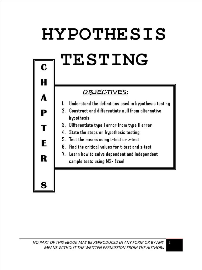 Hypothesis Testing: C H A P T E R 8 | PDF | Statistical Significance ...