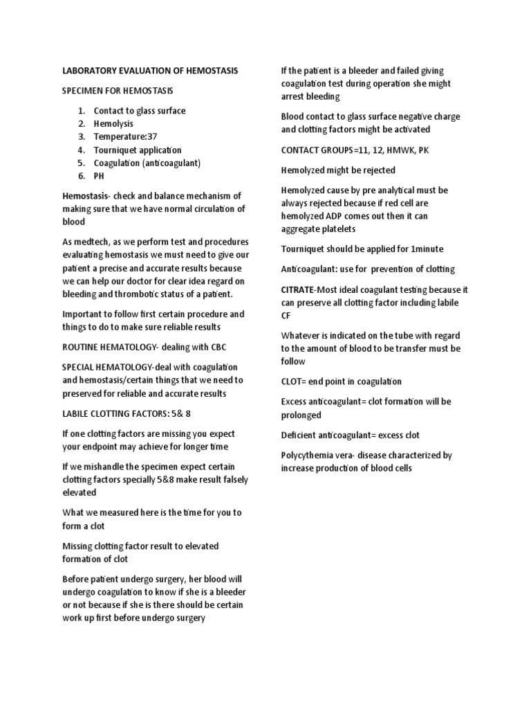 Laboratory Evaluation of Hemostasis | PDF | Coagulation | Platelet