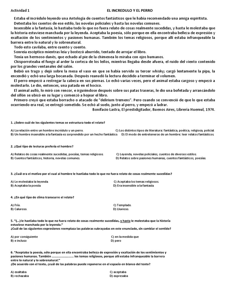 El Incrédulo y el Perro | PDF | Fantasía