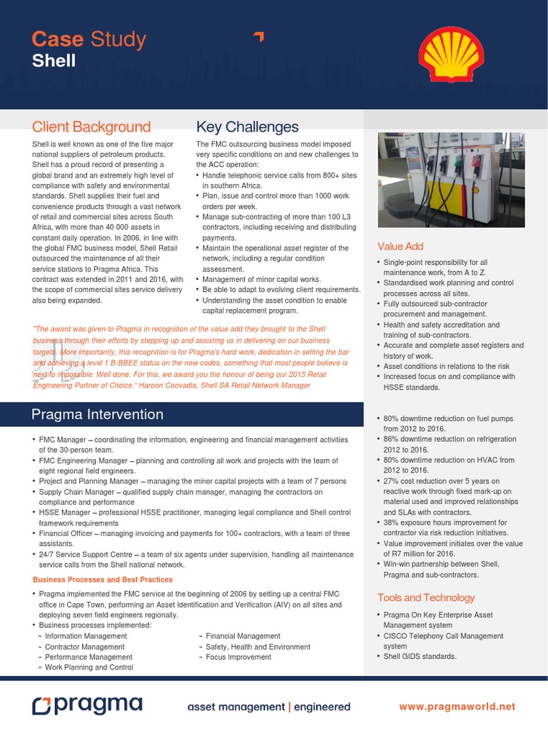 Shell Case Study on Outsourcing Maintenance to Pragma | PDF | Royal ...