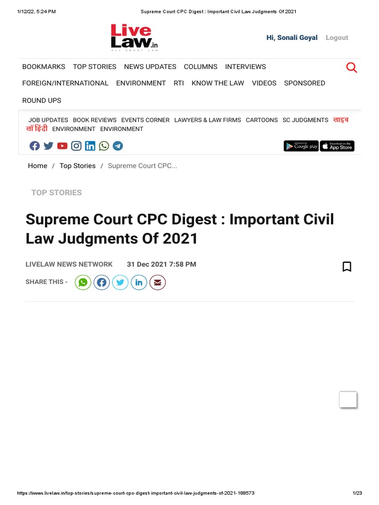 Supreme Court CPC Digest - Important Civil Law Judgments of 2021 ...