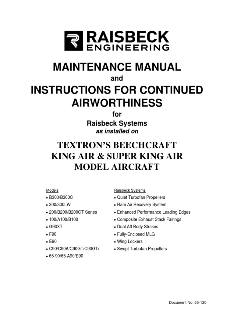 Maintenance Manual Instructions For Continued Airworthiness | PDF ...