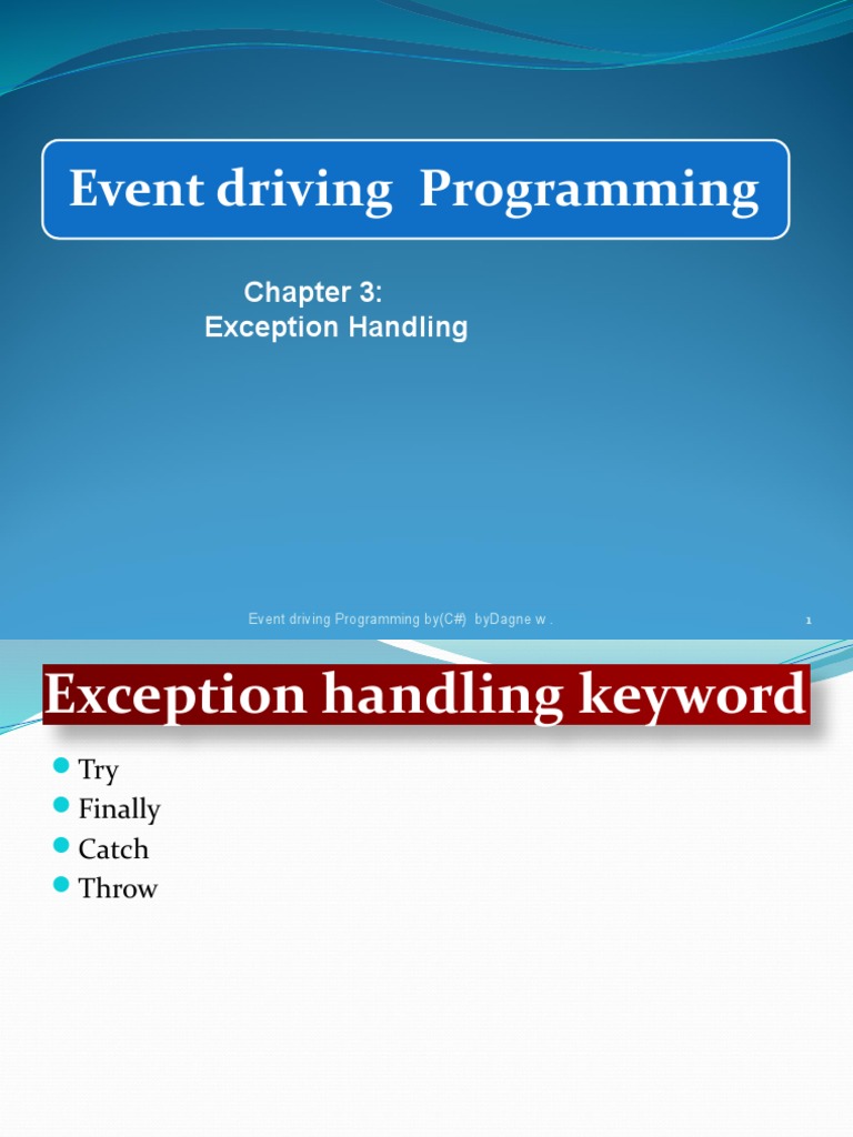 Chapter 3 Exception Handling Pdf C Sharp Programming Language Models Of Computation 
