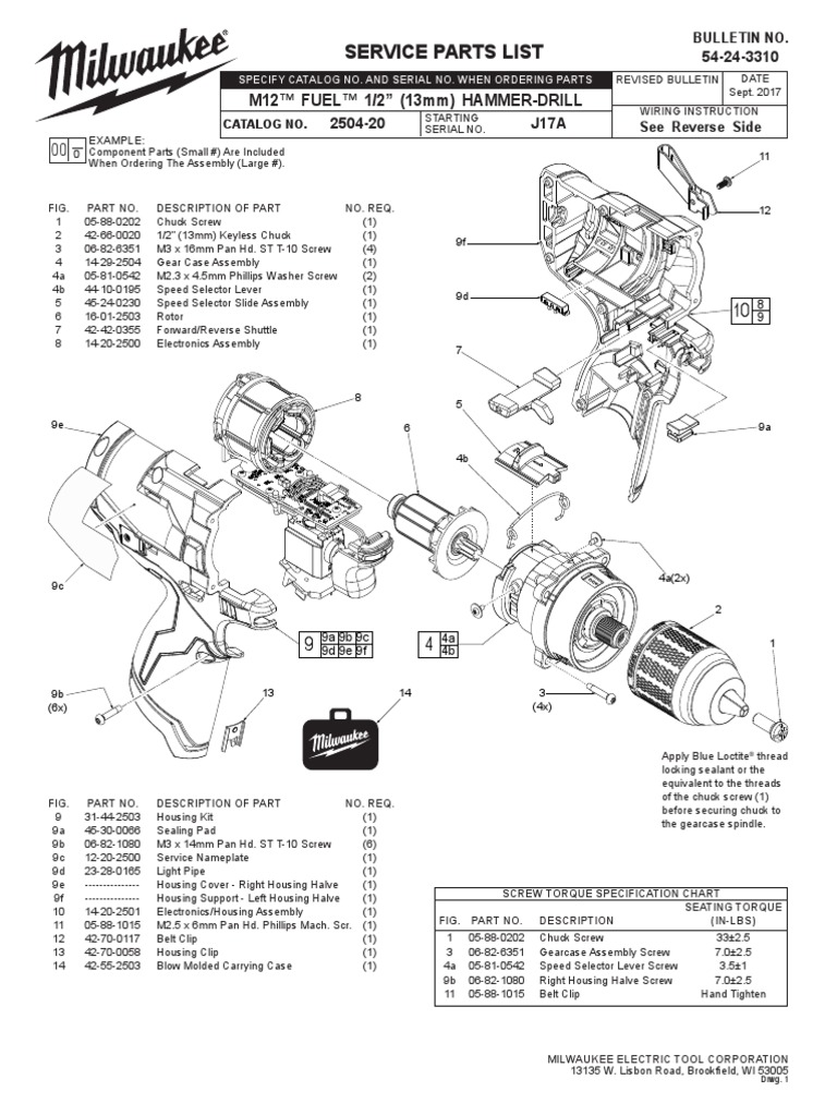 54-24-3310 Milwaukee Service Manual | PDF | Equipment | Manufactured Goods