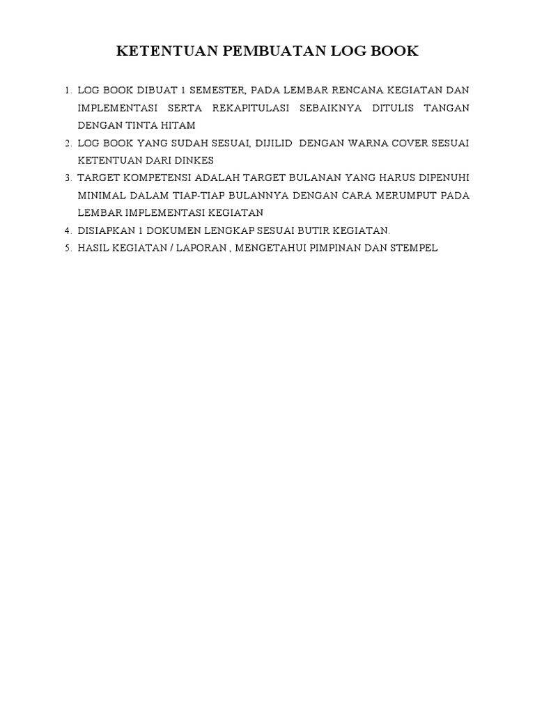 Ketentuan Pembuatan Log Book-2 | PDF