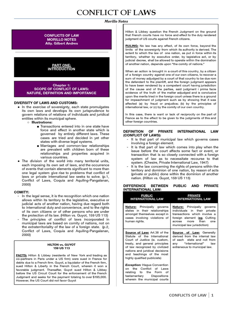 Overview of Conflict of Laws Principles | PDF | Minimum Contacts ...