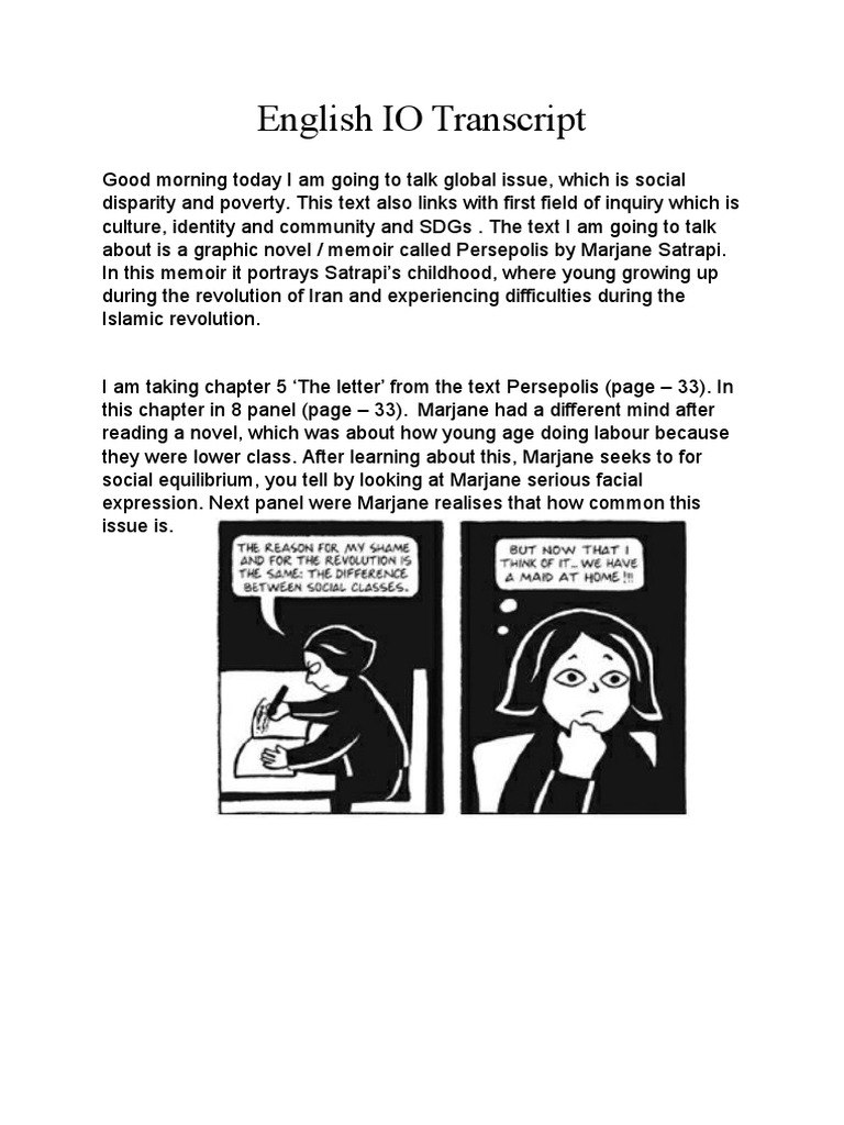 Social Disparity in Persepolis Memoir | PDF